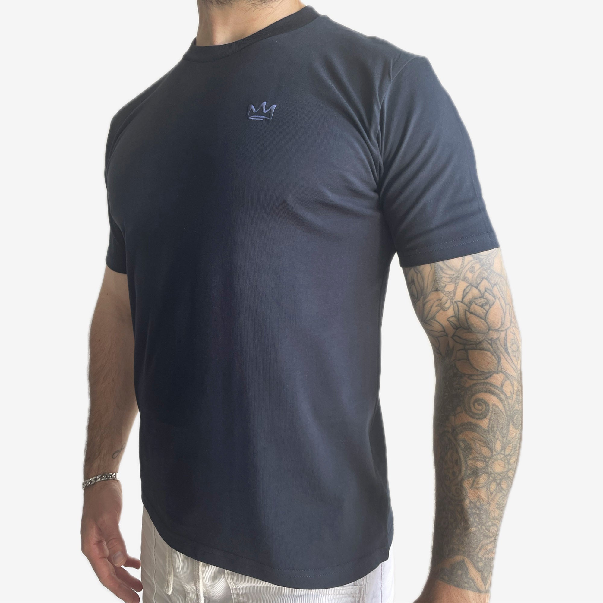 Classic Crown Tee Midnight Blue - 5cm shorter length – By Charles King